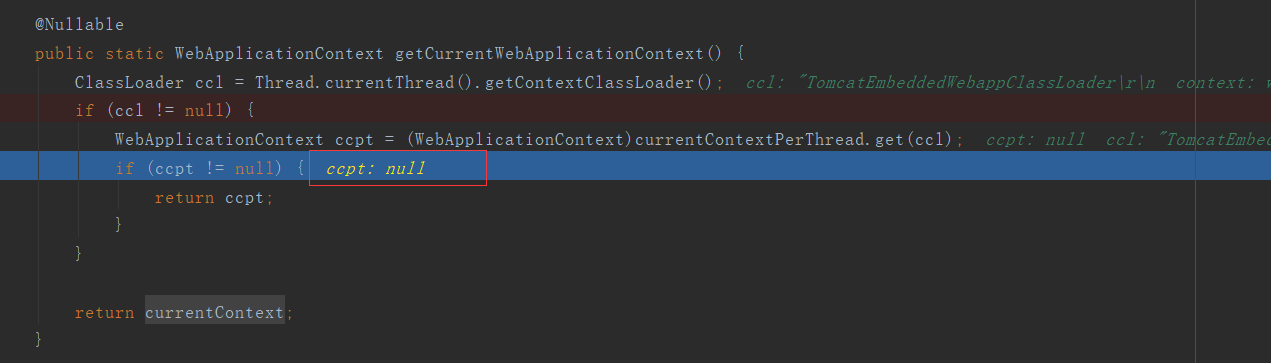 记录 springboot中ContextLoader.getCurrentWebApplicationContext()为null 排查 ...